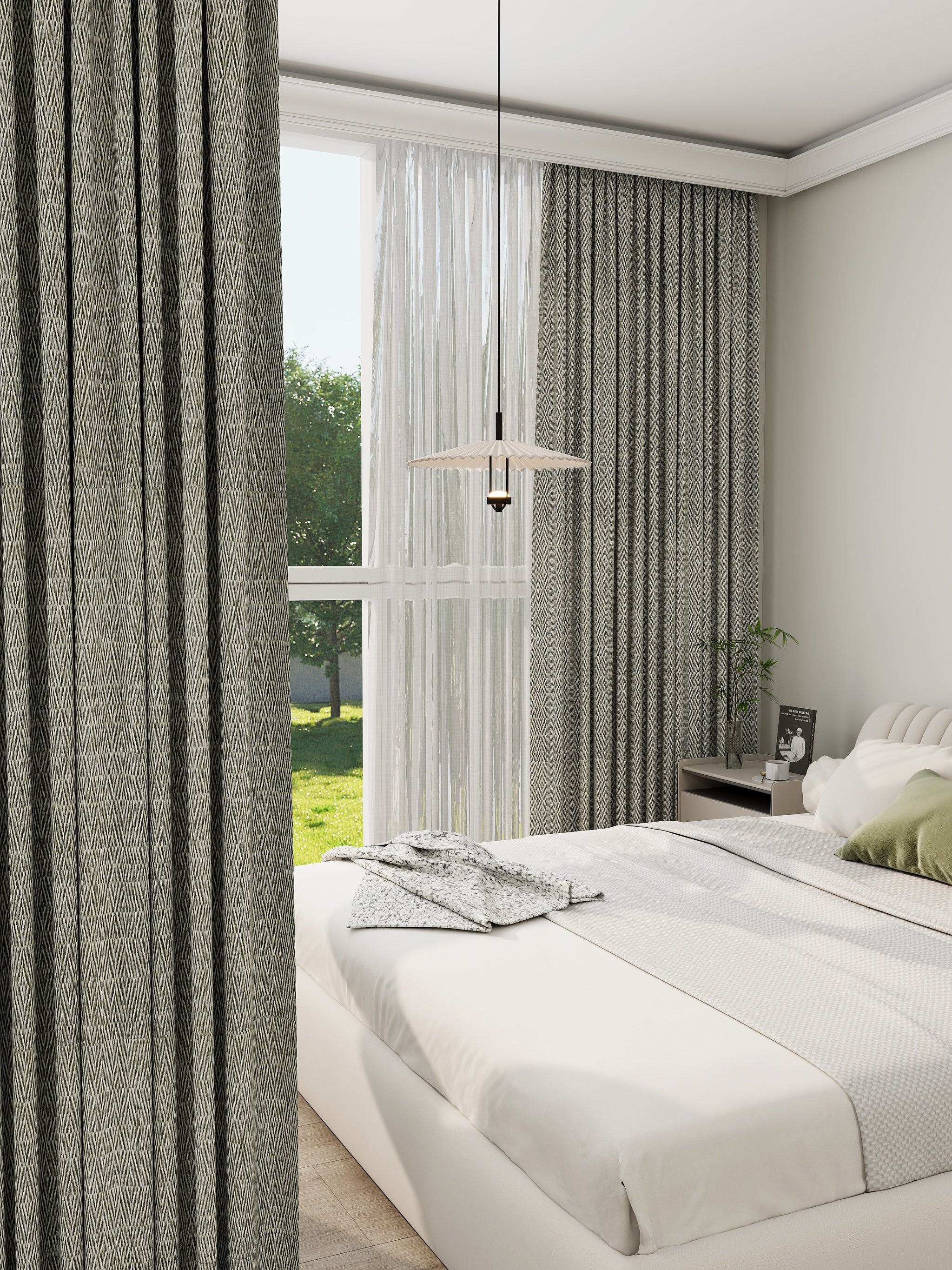 Shop Elegant Geometric Grey Drape Custom-Made Curtains by ...