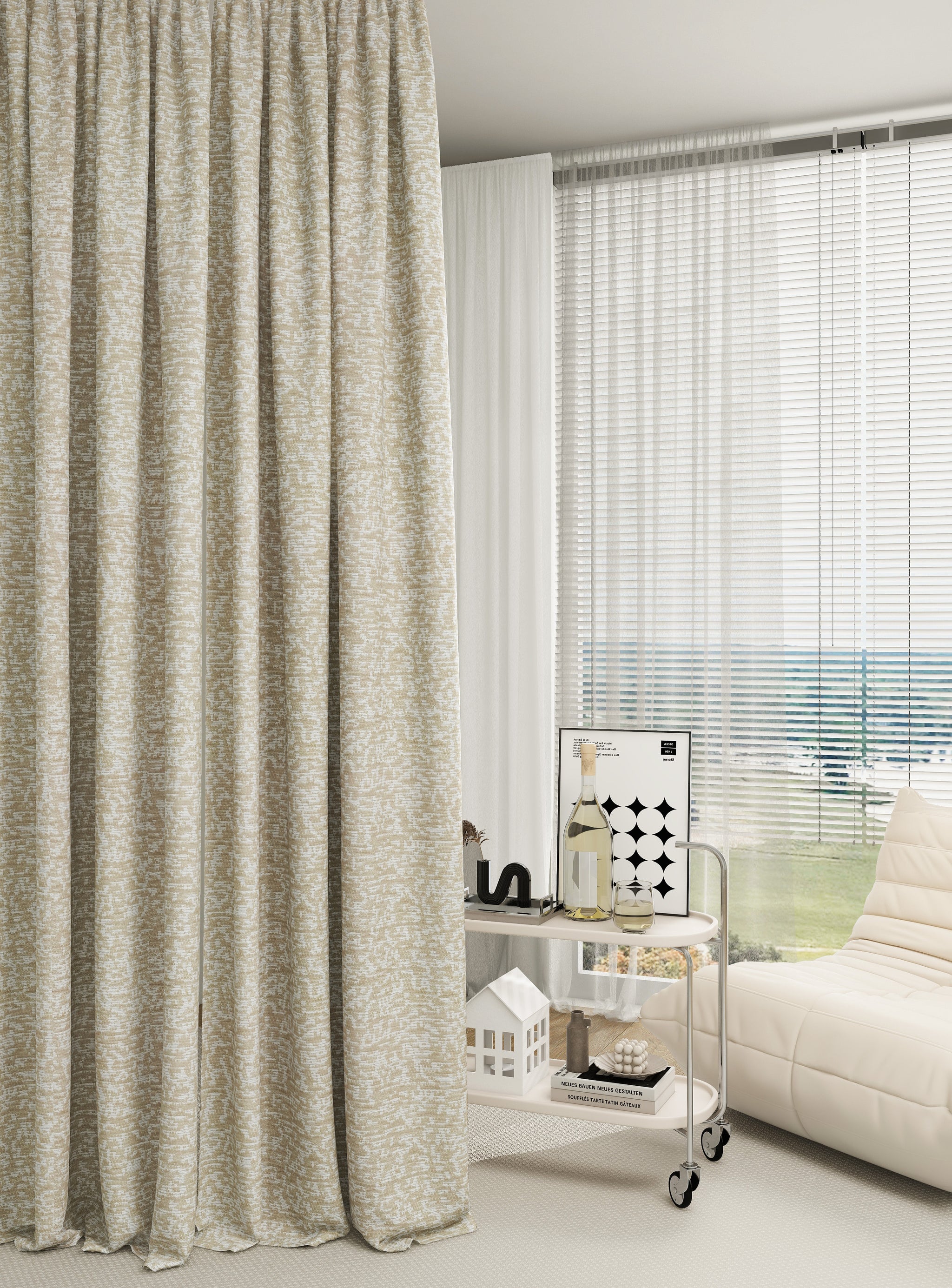 Shop Elegant Striped Beige Drape Custom-Made Curtains by ...